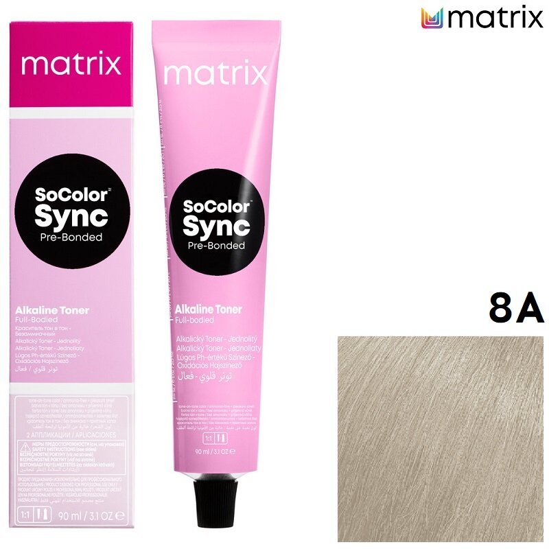 Matrix SoColor Sync краска для волос, 8A светлый блондин пепельный, 90 мл