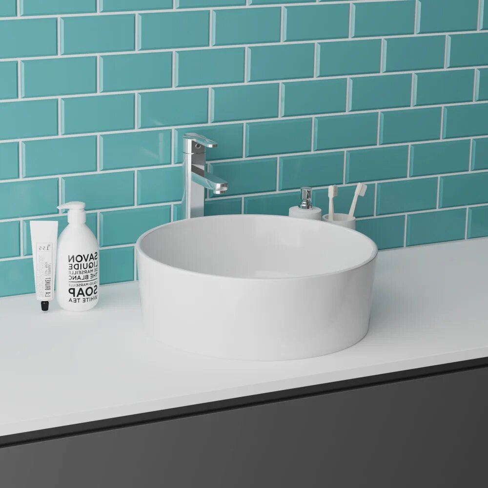 Накладная раковина Grossman GR-3013 41 фаянсовая, без отверстия под смеситель, раковина для ванной, 41 см, круглая, белая