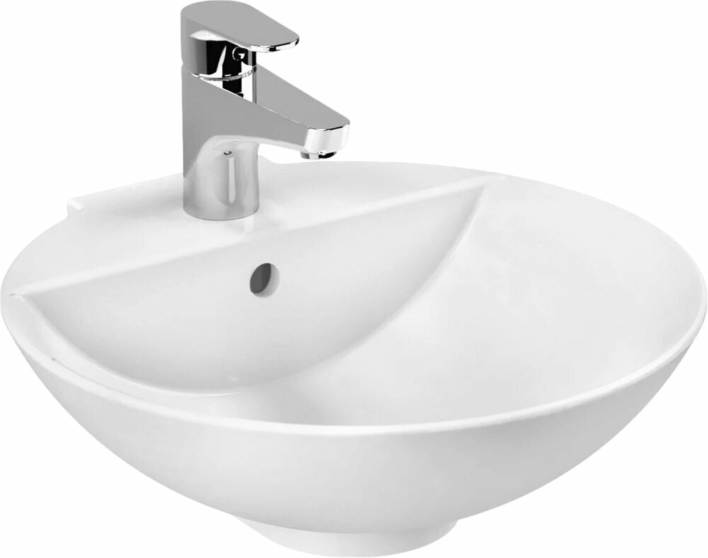 Накладная раковина VitrA Options 46 накладная, без отверстия под смеситель, фарфоровая, со встроенным сливом-переливом, круглая, раковина для ванной, белая, глянцевая