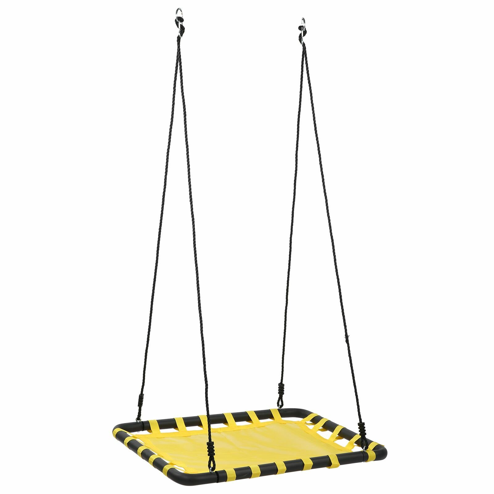 Деревянные напольные качели со стальным каркасом