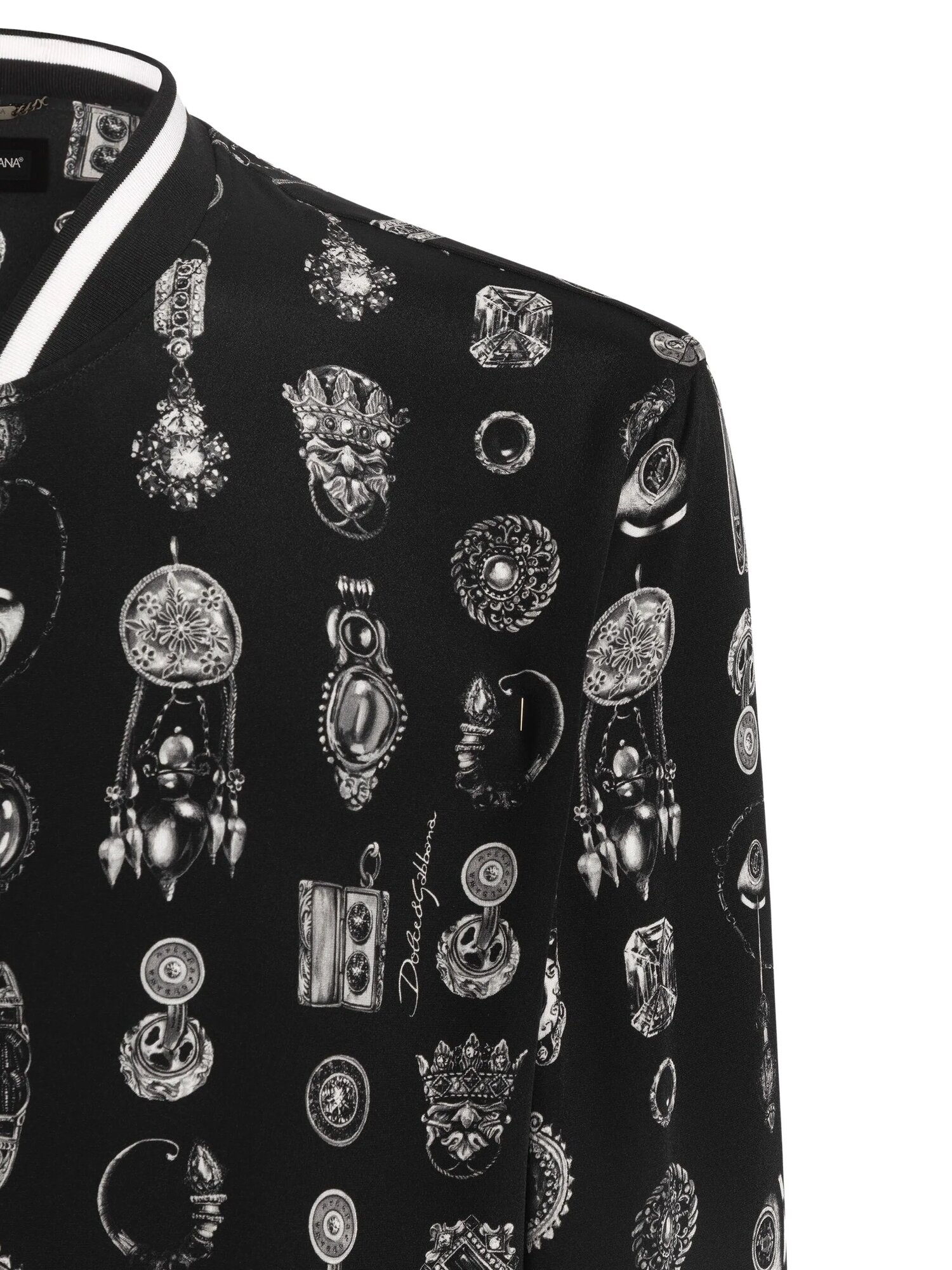 Куртка DOLCE & GABBANA Jewel-print zip jacket, размер 58, black/black — фото 1