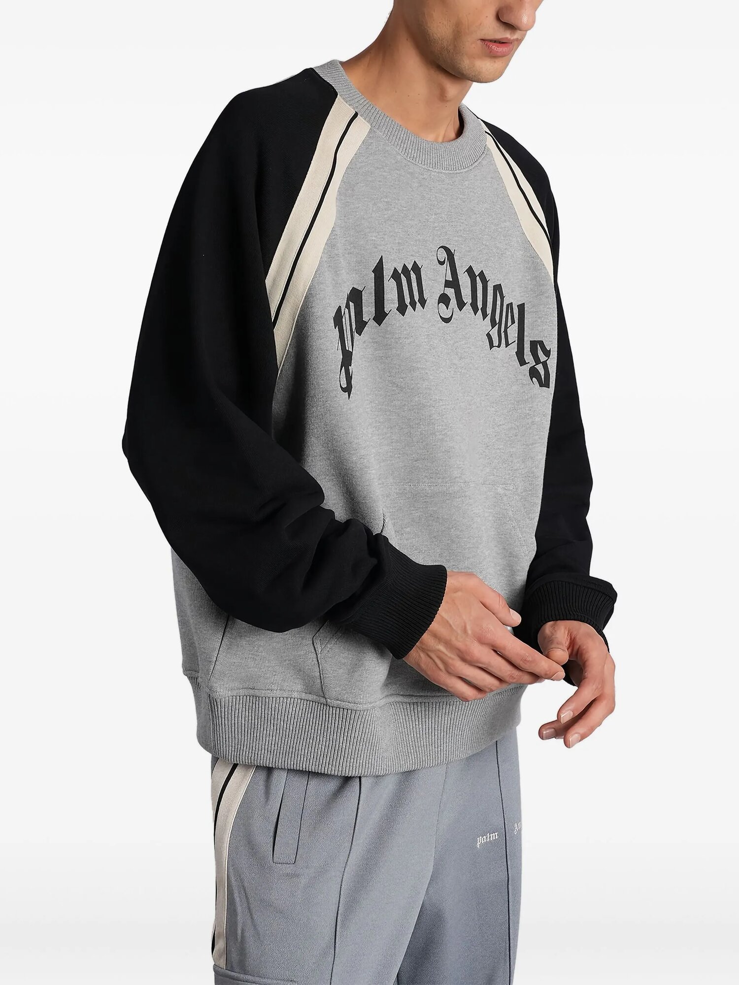 Толстовка Palm Angels Logo stripe sweatshirt, размер M, , grey — фото 1