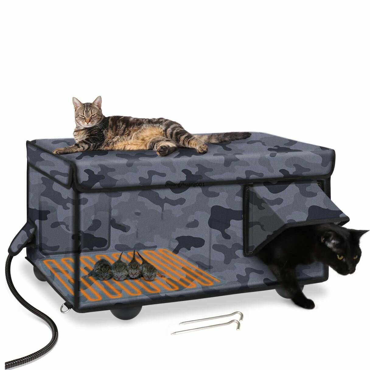 Уличное кошачье гнездо, кошачий домик с подогревом, теплый и защищенный от атмосферных воздействий