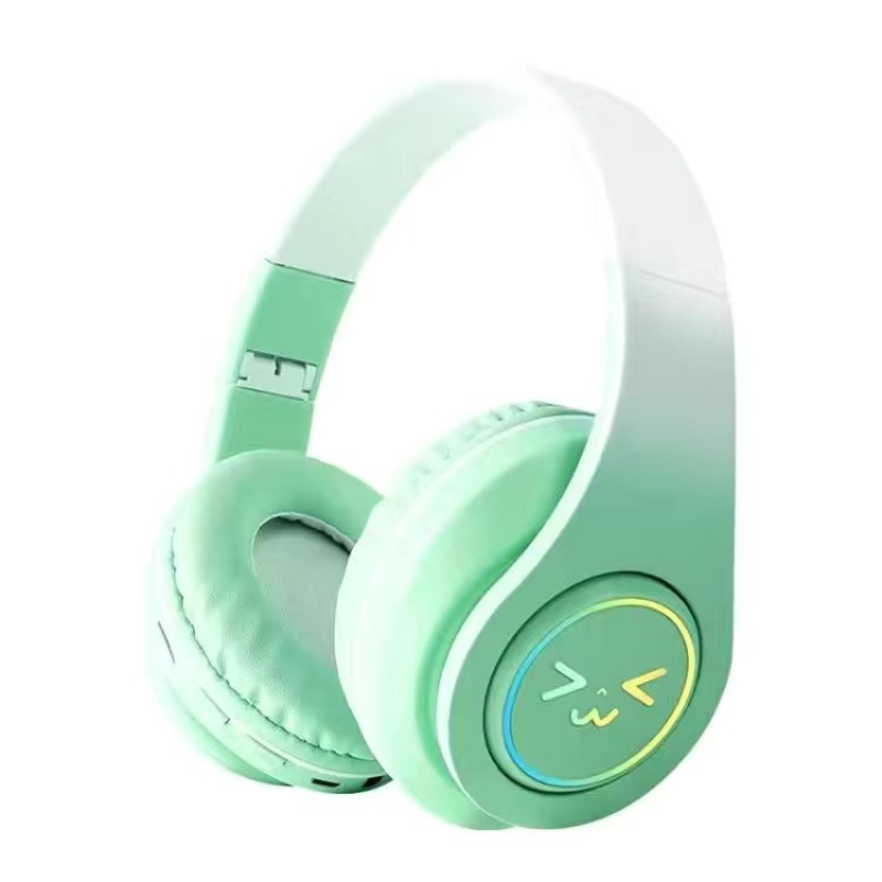 Беспроводные наушники Bluetooth с градиентным зеленым свечением, HiFi-звук для игр, спорта и онлайн-классов, длительный