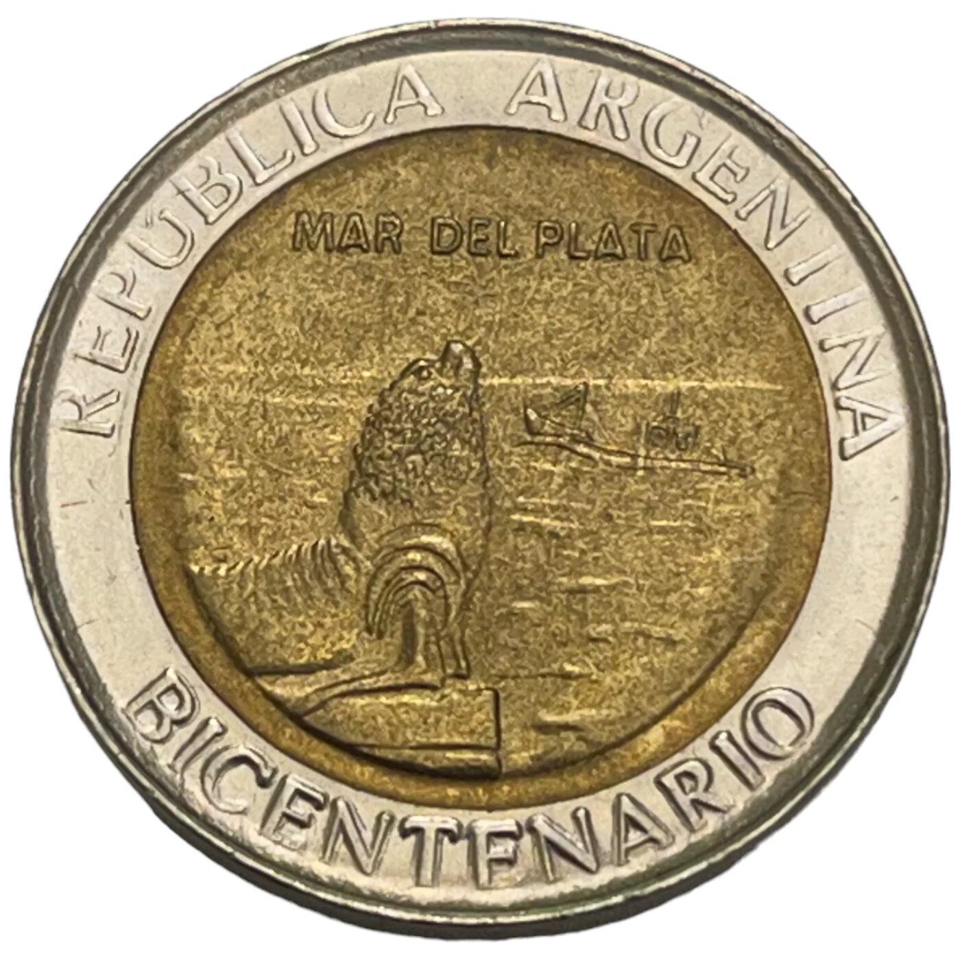 Аргентина 1 песо 2010 г. (200 лет Аргентине - Мар-дель-Плата) (Br+CN)