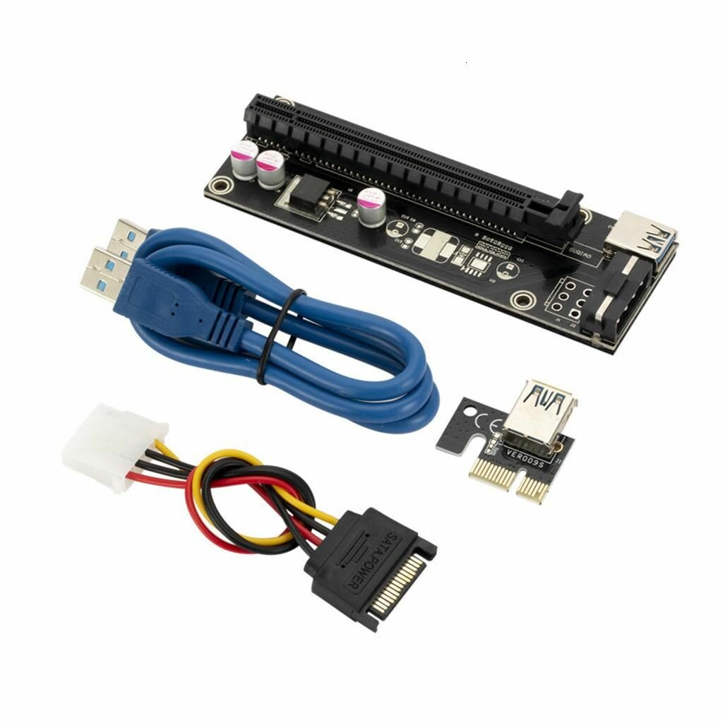 PCI-E Riser Card X1 to X16 с кабелем USB3.0, - VER006