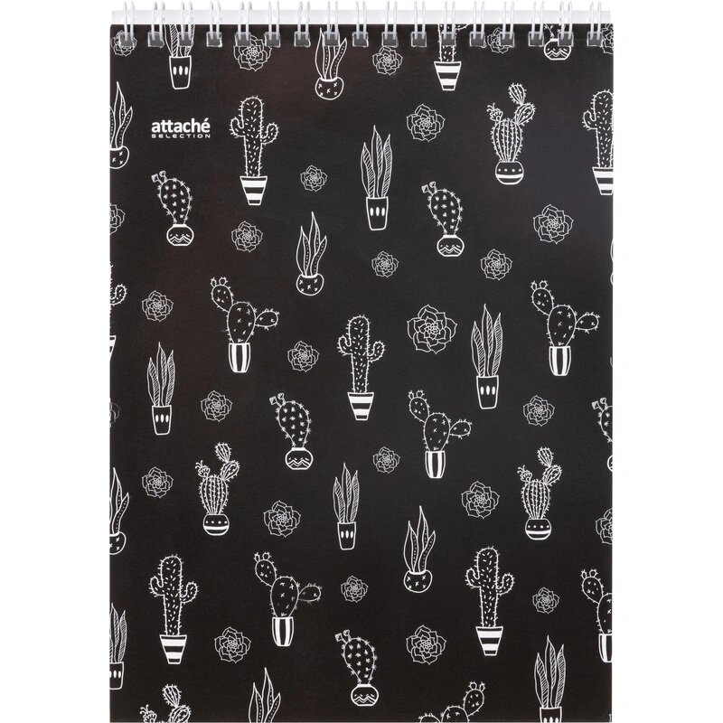 Блокнот А5,80л, кл, греб, карт. обл+УФ-лак Attache Selection LLAMAS черный