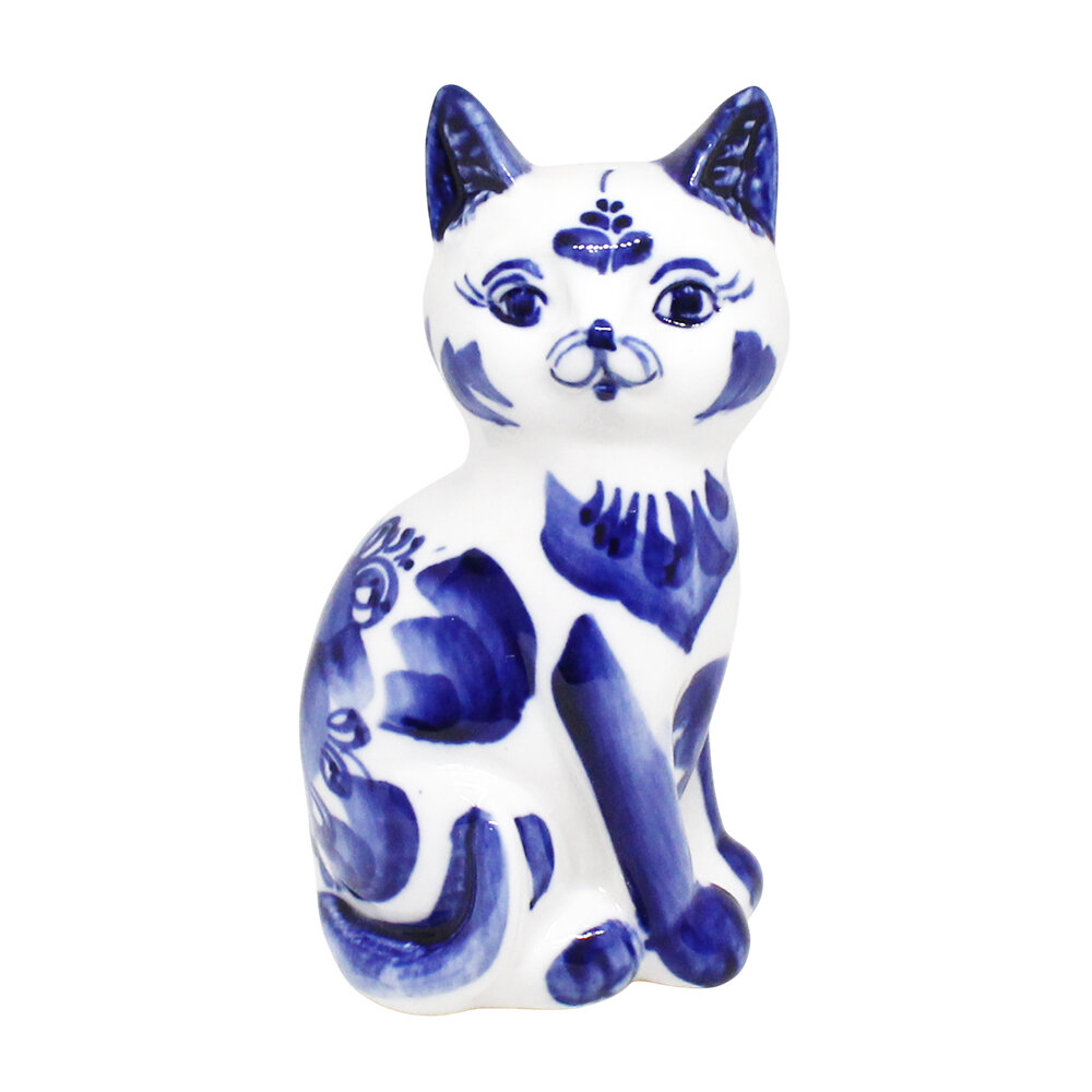 Фарфоровая фигурка ручной работы "Котик Барсик", (Гжель)