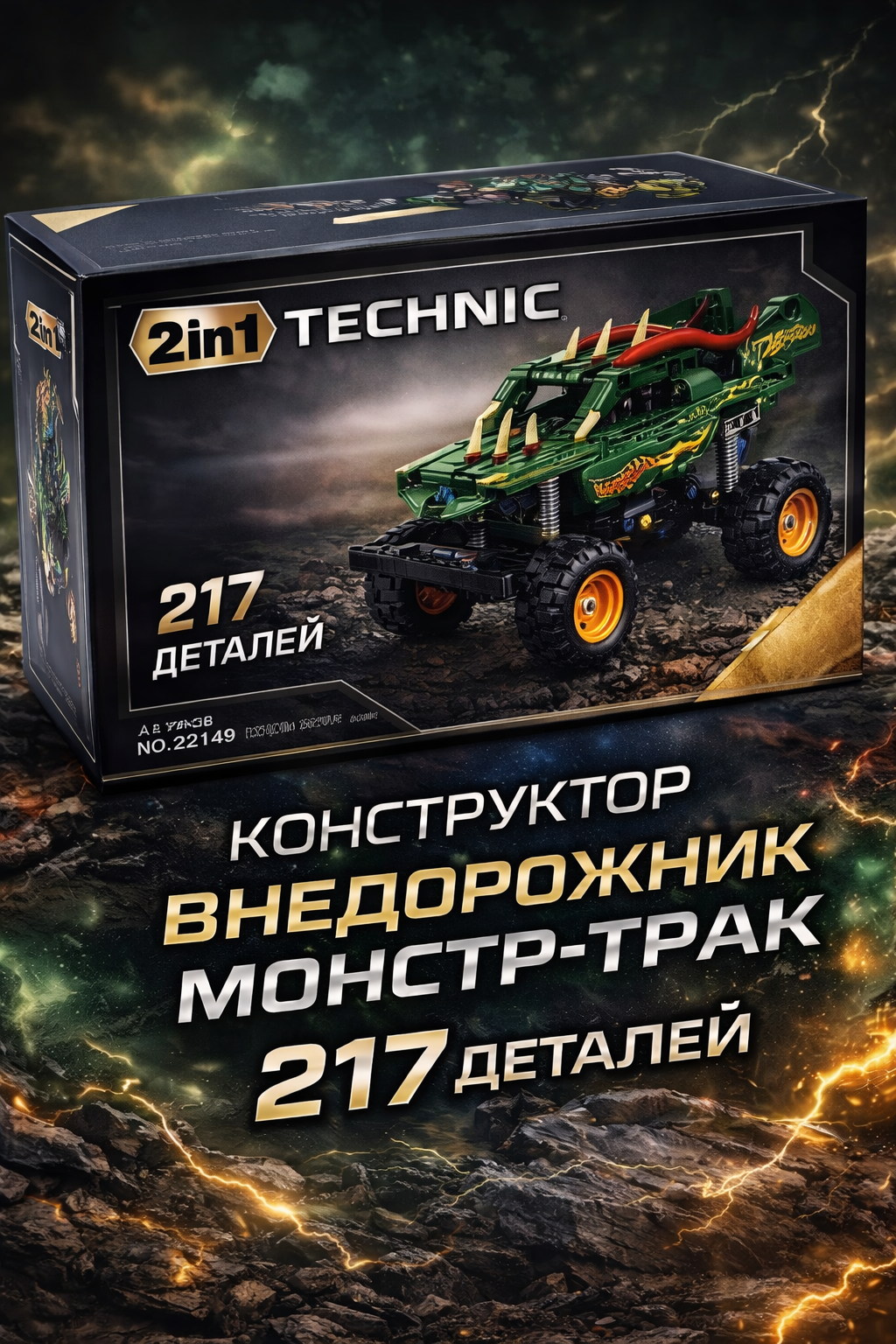 Конструктор Technic "Внедорожник монстр-трак Дракон", зеленый, 217 деталей, для детей 6+