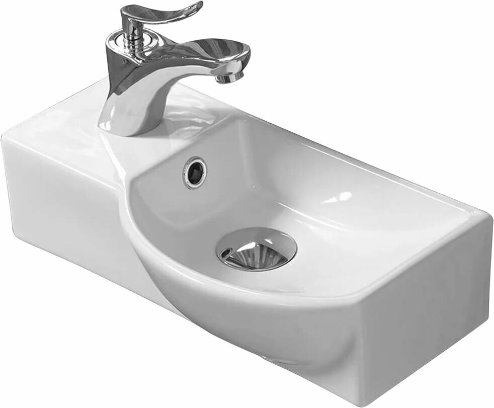 Раковина маленькая в туалет Weltwasser WW Aisbach 7940 GL-WT 40 L мини, подвесная, прямоугольная, фаянсовая, белая, 40 см