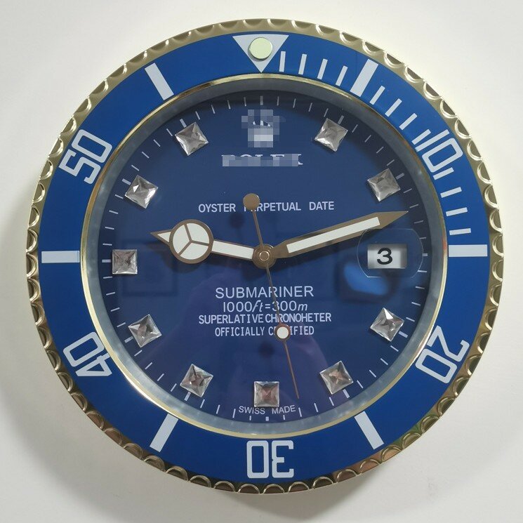 14inch Настенные часы Rolex Submariner с металлическим корпусом и увеличительным стеклом GMT, подходящие для залов в