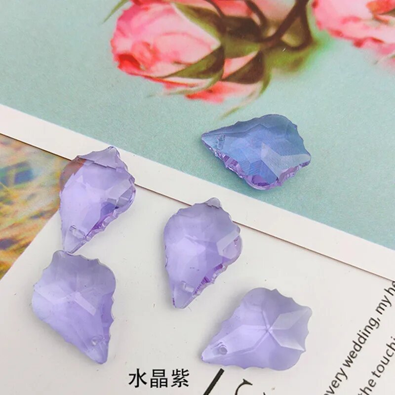 Хрустальные подвески "Кленовый лист", 5 шт. lilac