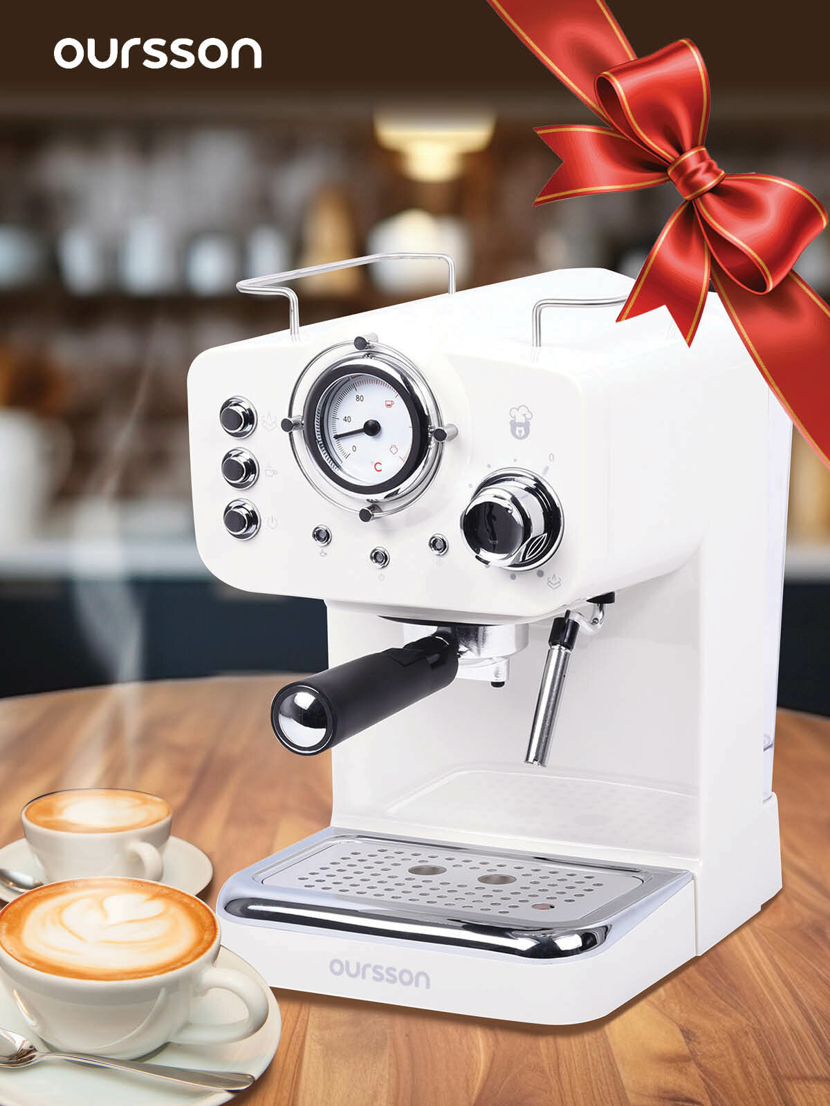 Кофеварка рожковая Oursson EM1510/IV, пластик, цвет слоновая кость