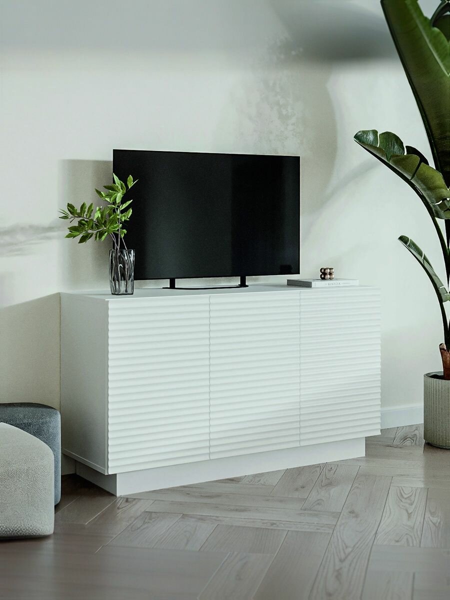 Тумба под телевизор Майер 115х40х65 Белый снег, Милк, 03-01