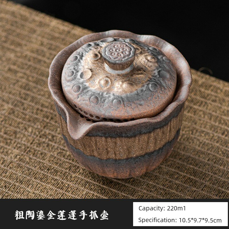 Позолоченный чайник с рисунком «лотос», 220 мл, керамический для повседневного заваривания, элегантный дизайн для