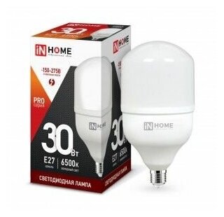 Лампа светодиодная ASD/InHome высокомощн. E27 30W (2700lm) 6500К 6K 230V 181x100 HP-PRO 1088
