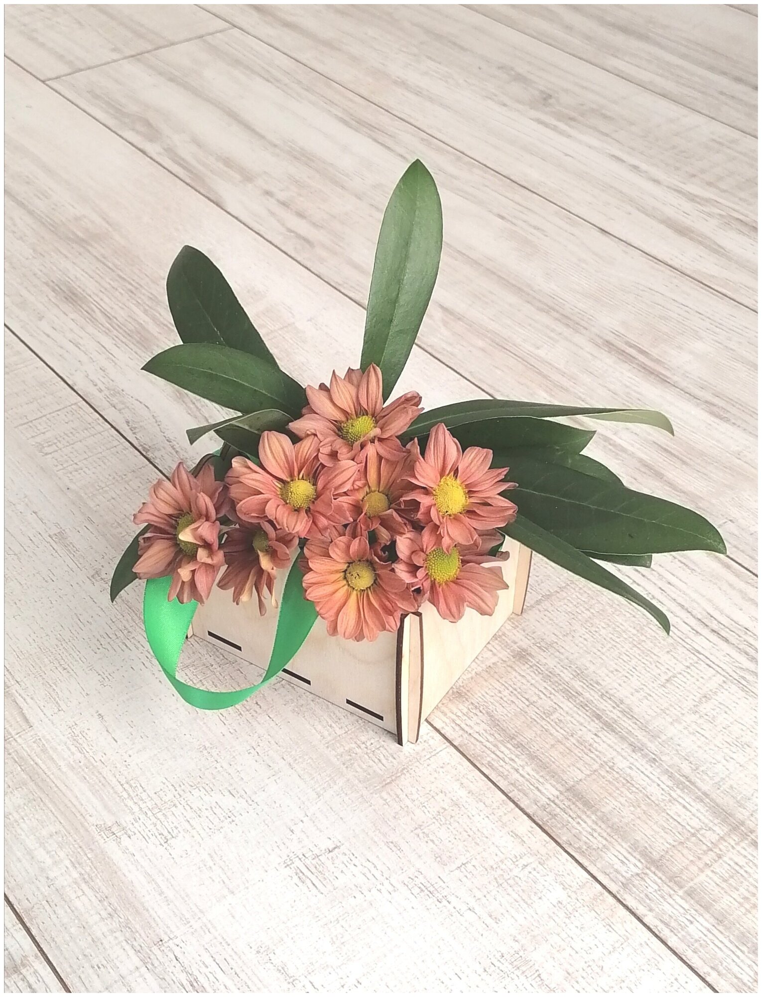 Деревянная заготовка Корзинка кашпо декоративная 13,5х9х11,3 с ручками