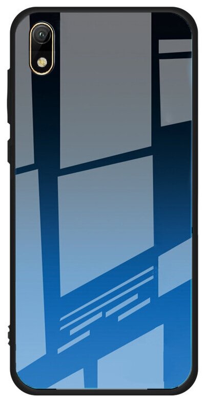 Чехол-бампер Чехол. ру для Huawei P30 стеклянный из закаленного стекла с эффектом градиент зеркальный блестящий переливающийся синий