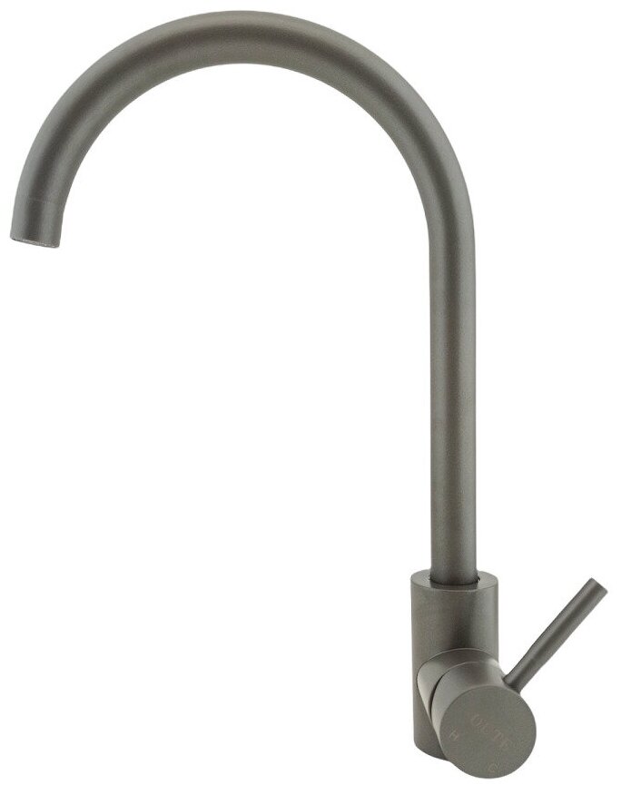 Смеситель для кухни OUTE 360 мм, цвет титановый, однорычажное управление. Поворотный излив. Монтаж на одно отверстие, на гайке. Гибкая подводка. Присоединительный размер 1/2". С аэратором, . Материал нержавеющая сталь SUS 304.