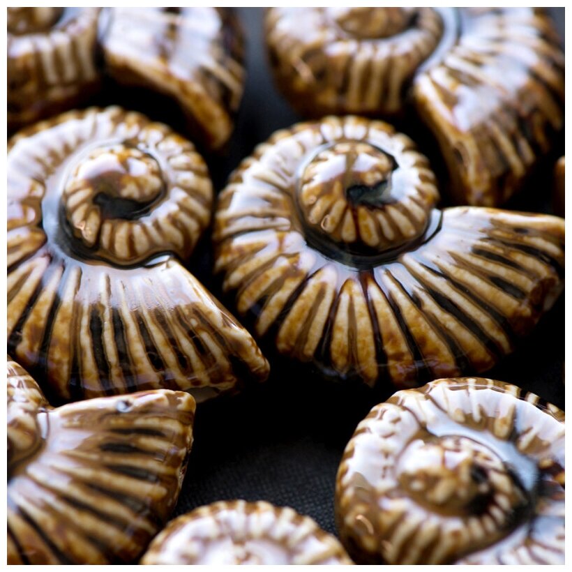 Бусины керамические 3 шт, цвет коричневый, 39х30х16.5 мм