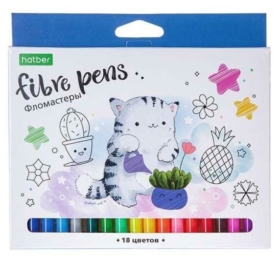 Hatber Фломастеры "Eco. Приключения кота Пирожка", 18 цветов