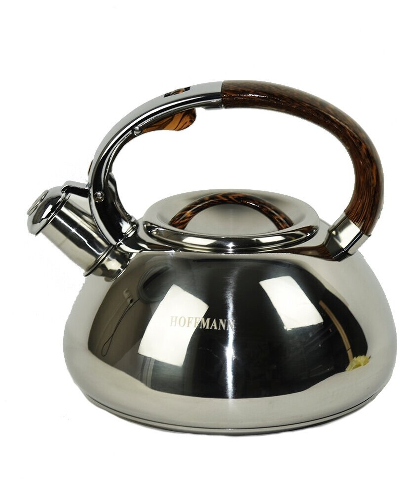 Чайник из нержавеющей стали со свистком Hoffmann 3,0 л. Для всех типов плит, включая индукционную, газовую