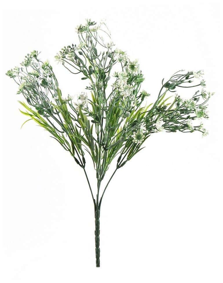 Искусственные цветы Holodilova Гипсофила, бело-зеленые, 35х10 см