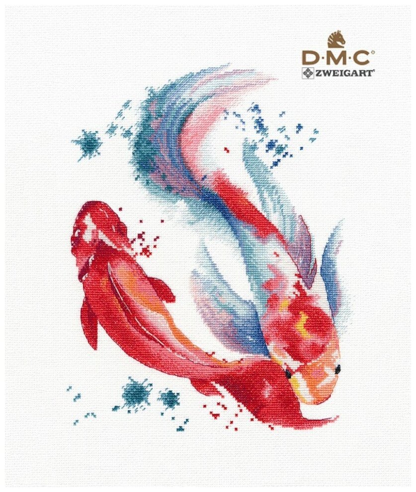 Набор для вышивания Овен #1442 Японские карпы, Счетный крест, 20 x 25 см