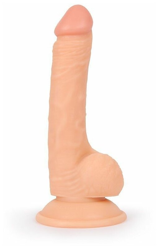 Фаллоимитатор с мошонкой на присоске реалистичный телесный 14 см