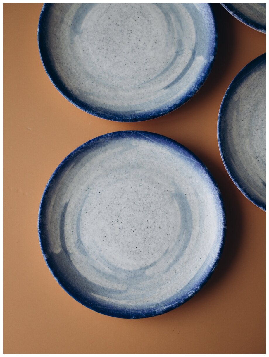 Набор блюдец 6 штук, серия Harena, диаметр 16 см, фарфор, синий, Bonna