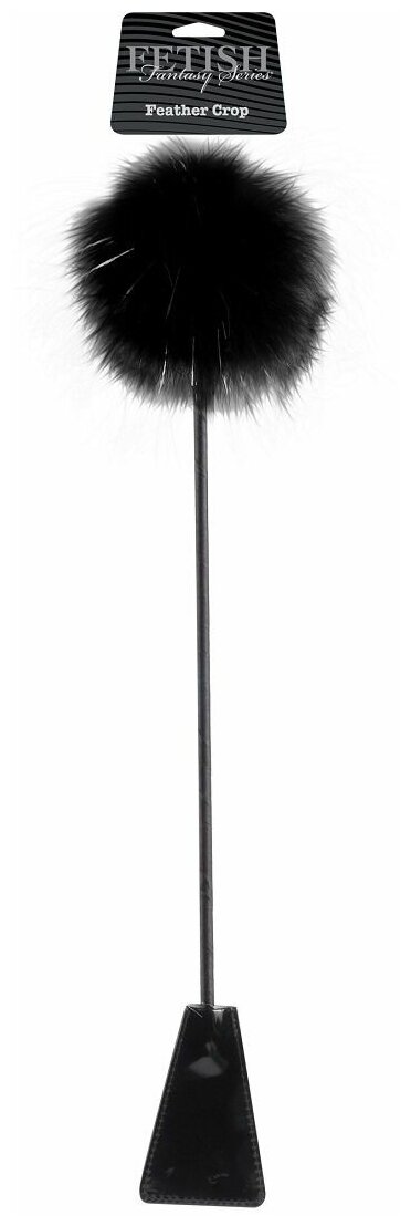 Pipedream Черный стек Feather Crop с пуховкой на конце - 53,3 см. Кнуты, плётки, хлысты