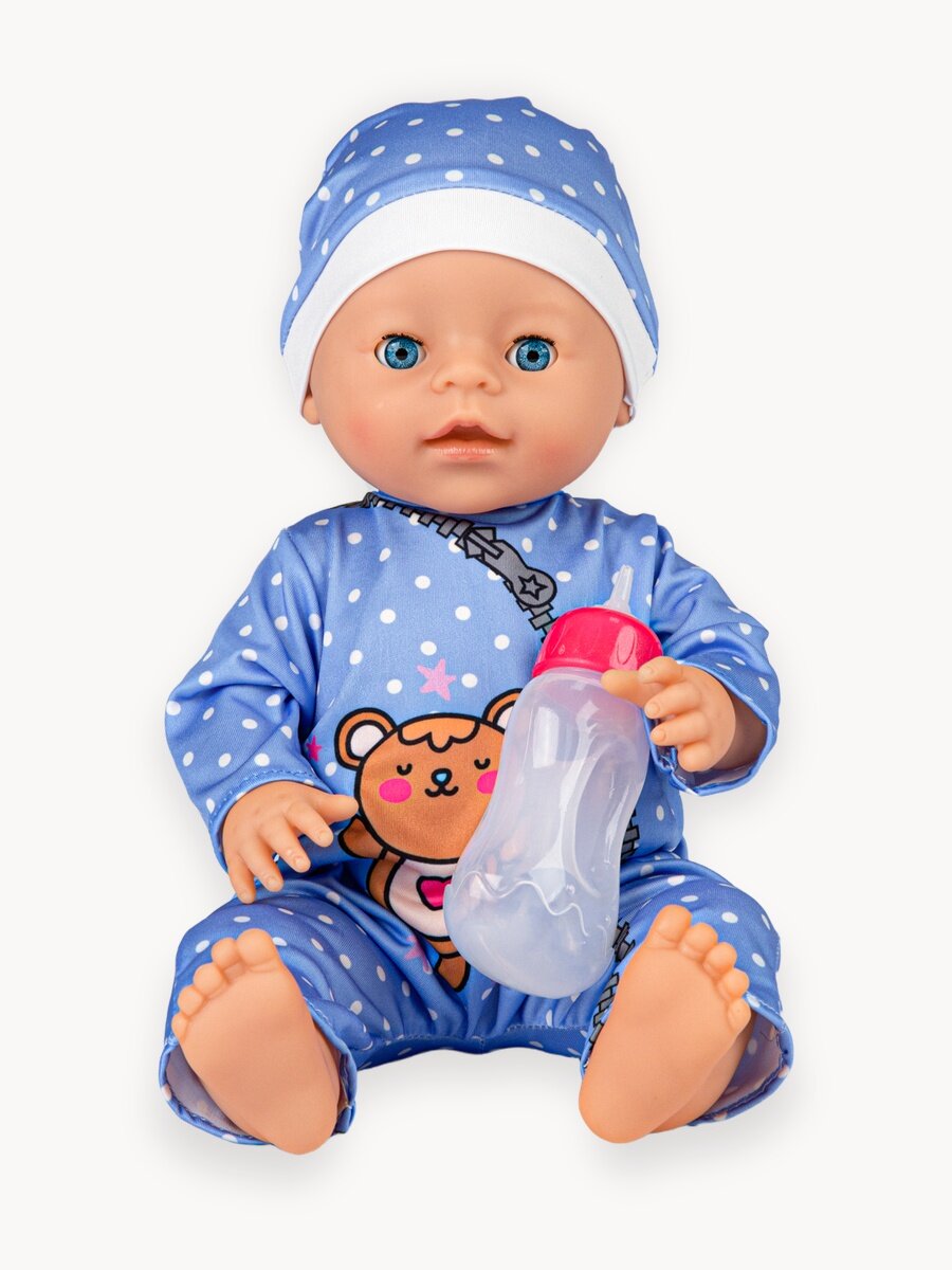 Кукла Пупс 39 см, 4 функции, 6 предметов, писает, пьет, можно купать