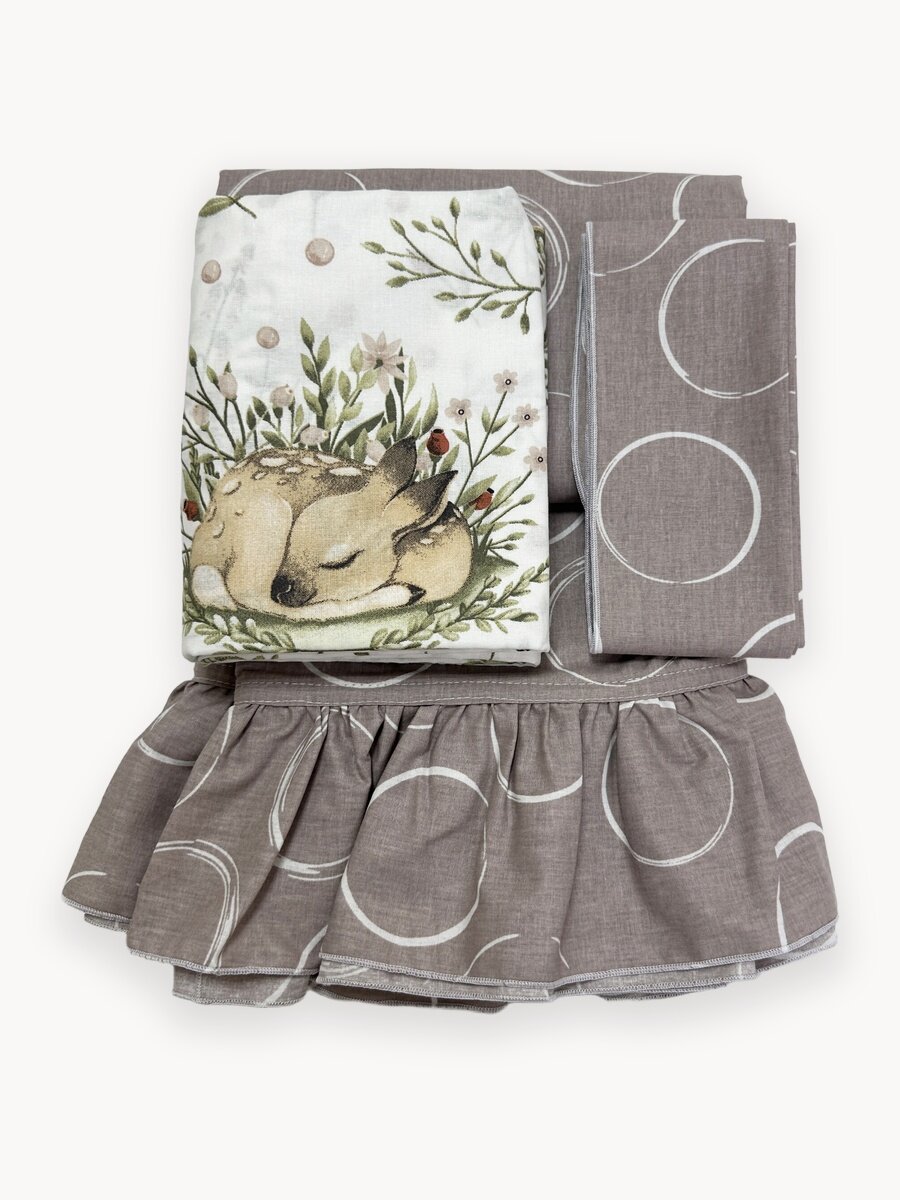 Текстиль на кроватку домик 160х80 (круги/олени) ТД-46