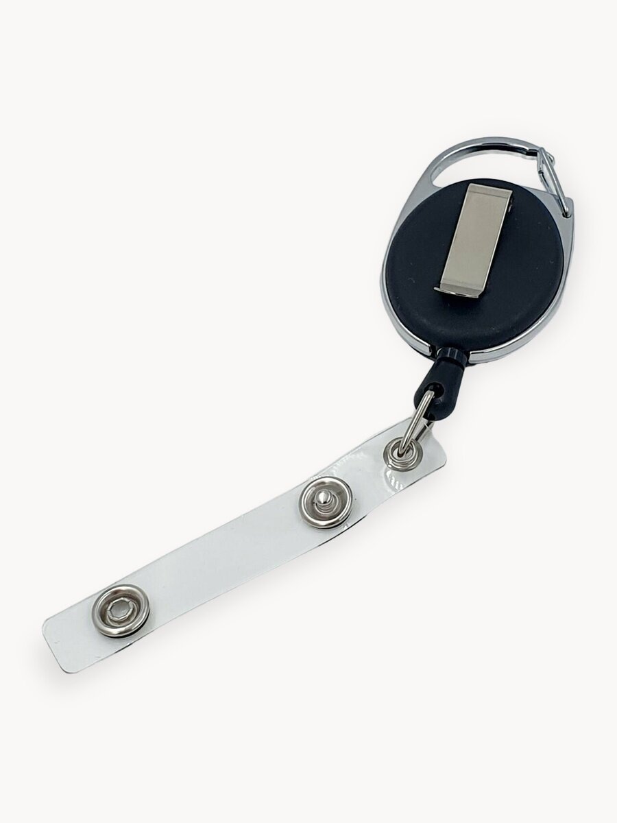 Держатель-рулетка / ретрактор для бейджа, ключей, пропуска / бейджика, 70 см, петелька, карабин и зажимом 1 шт