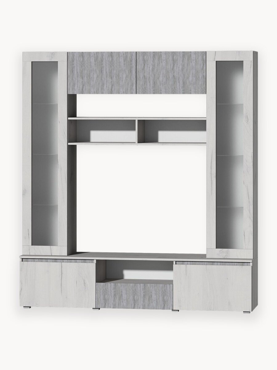 Гостиная "Лиана" МС (Композиция №2) Дуб Крафт Белый/Артвуд Темный