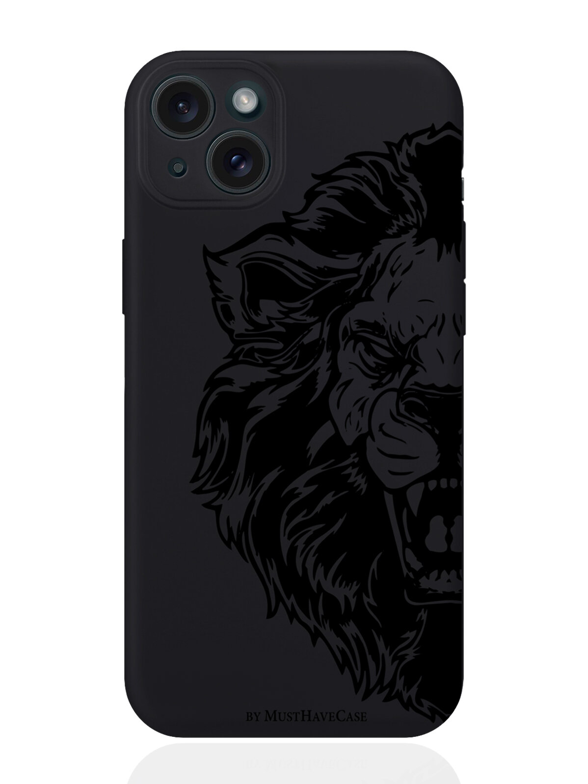Чехол для смартфона iPhone 15 Plus черный силиконовый Король Лев