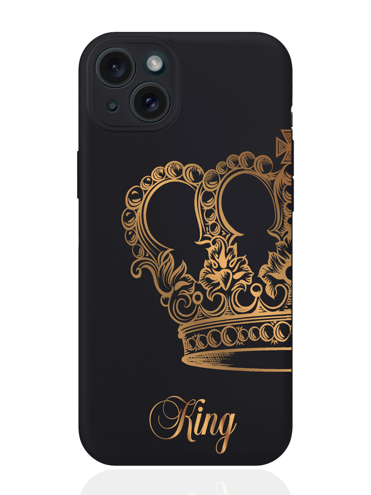 Чехол для смартфона iPhone 15 Plus черный силиконовый Парный чехол корона King