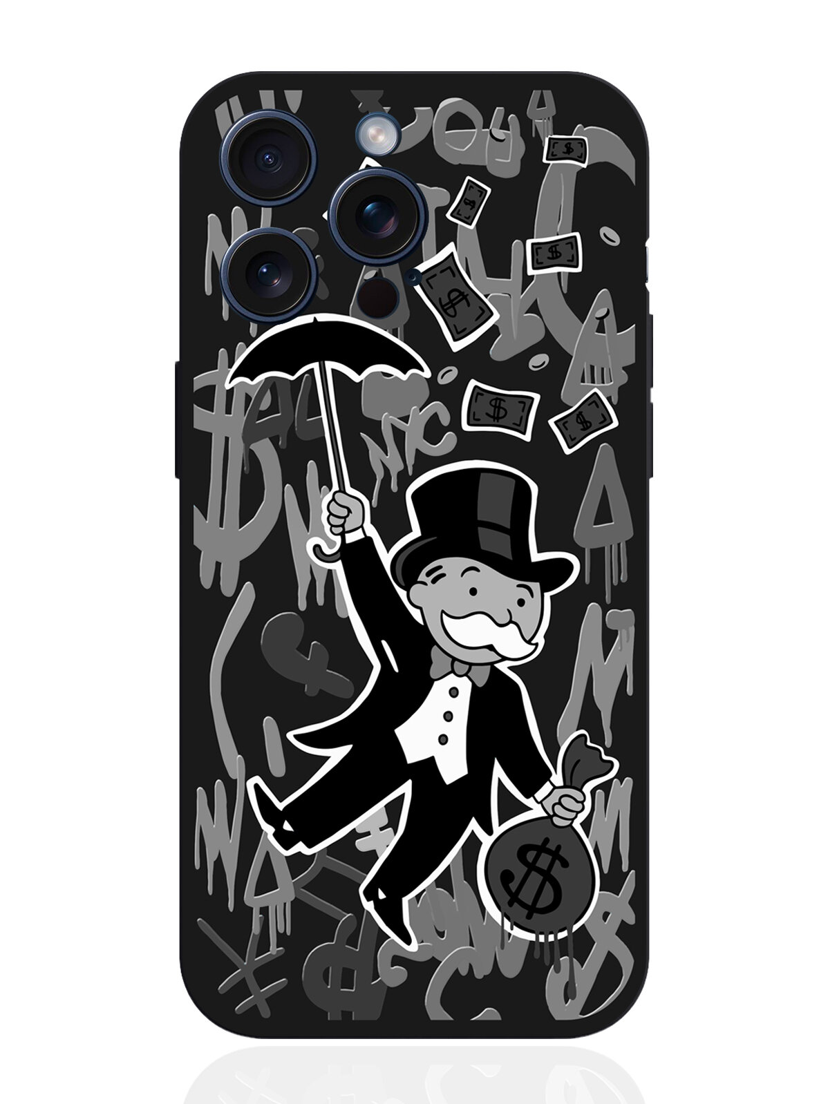 Чехол для смартфона iPhone 15 Pro Max черный силиконовый Monopoly Black Edition/ Монополия