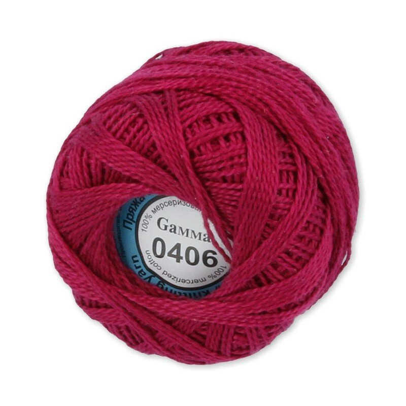 Пряжа "Gamma" Ирис 100% хлопок 10 г 82 м №0406 вишневый