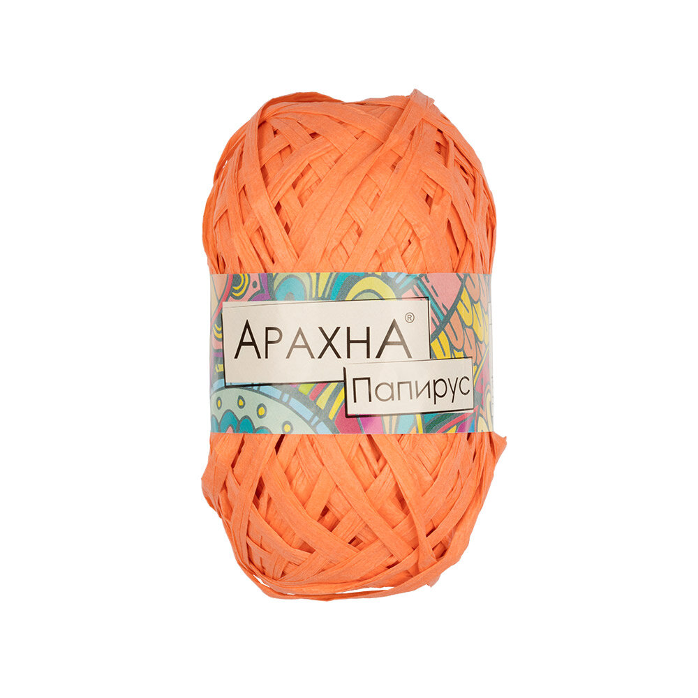 Пряжа ARACHNA "PAPYRUS" 100% целлюлоза 40 г ± 3 г 50 м №08 св. оранжевый