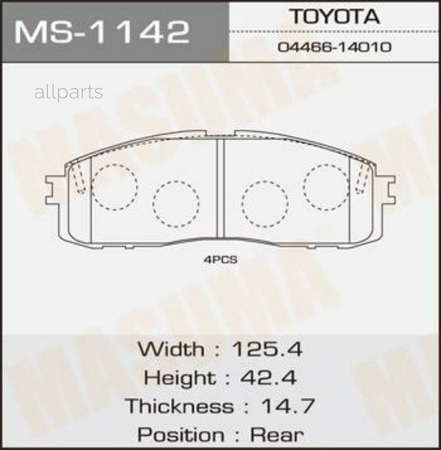 MASUMA MS-1142 Колодки тормозные дисковые