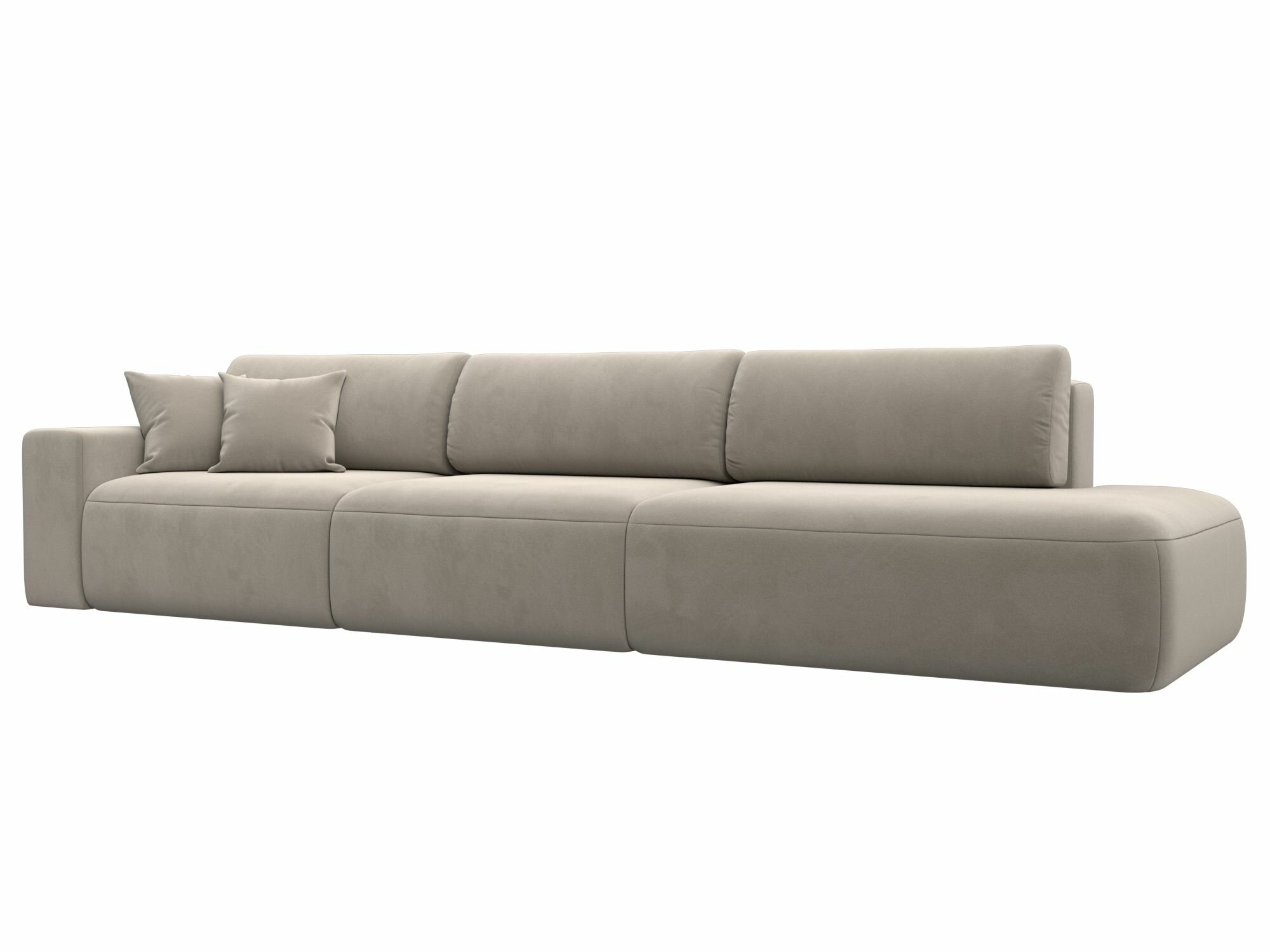 Диван прямой Лига-036 Модерн Лонг подлокотник слева, Микровельвет, Модель 121347L