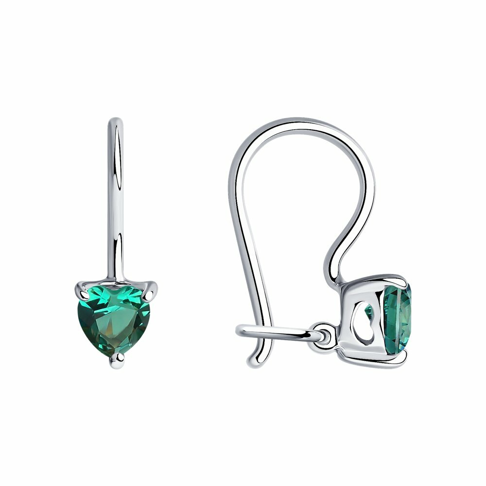 Серьги, серебро, 925 проба, родирование, фианит