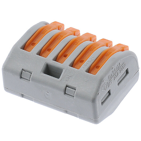 Зажим Wago 222-415 безвинтовой 5х(0,08-4,0) кв. мм для медного провода (40 шт. в комплекте)