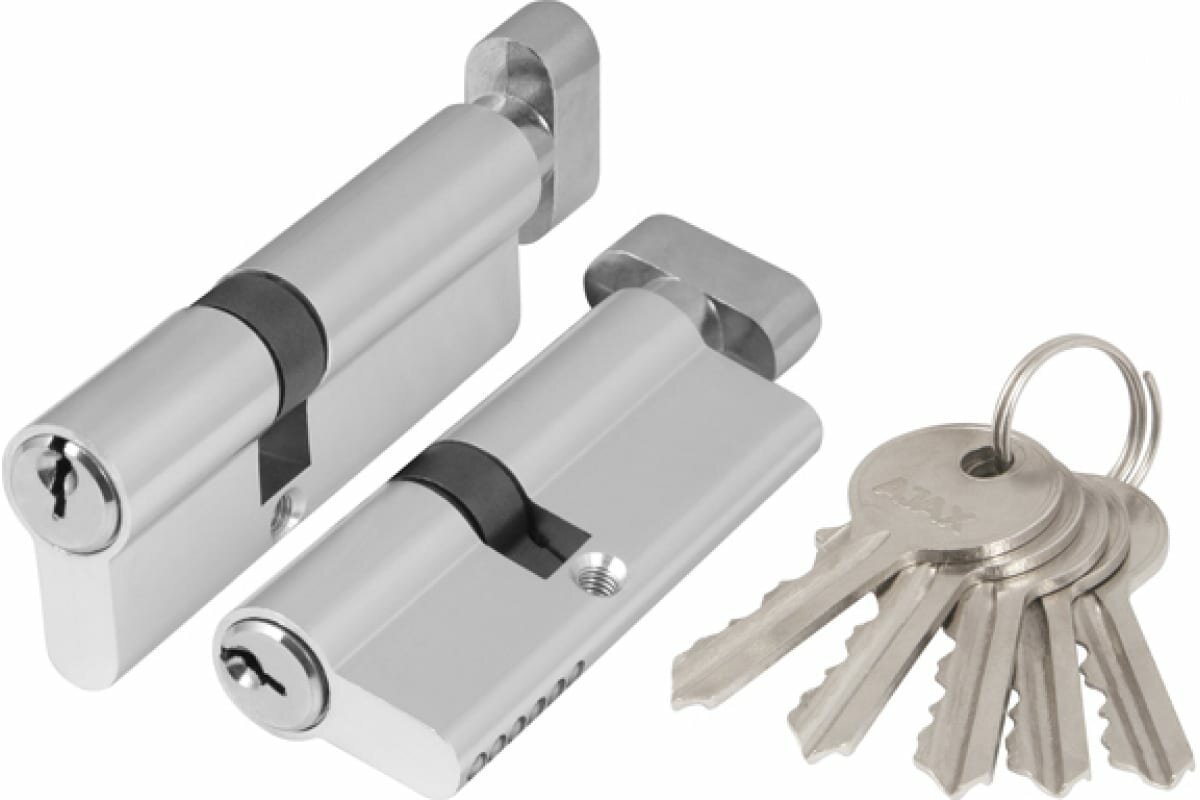 AJAX Цилиндровый механизм с вертушкой AX102/70 мм 30+10+30 CP хром 5 кл 39843