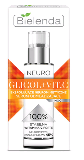 Bielenda Neuro Glicol + Vit.c Отшелушивающая нейтропептидная омолаживающая сыворотка (ночная) 30 мл.