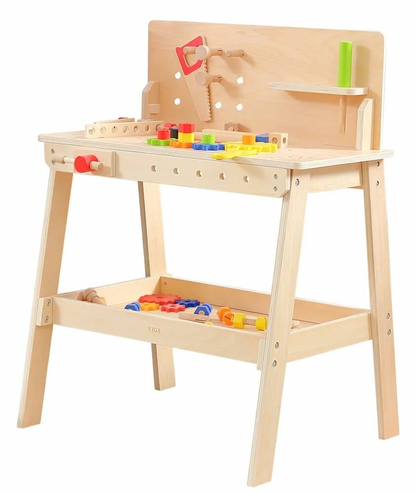 Игровой набор из дерева Viga Toys Набор "Верстак" (бруски и втулки) 22 шт, 44589VGT