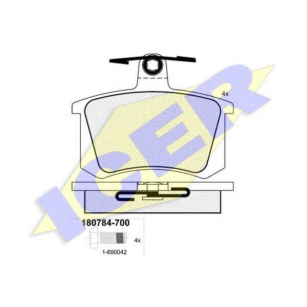 Колодки тормозные дисковые комплект Audi, ICER 180784-700 (1 шт.)