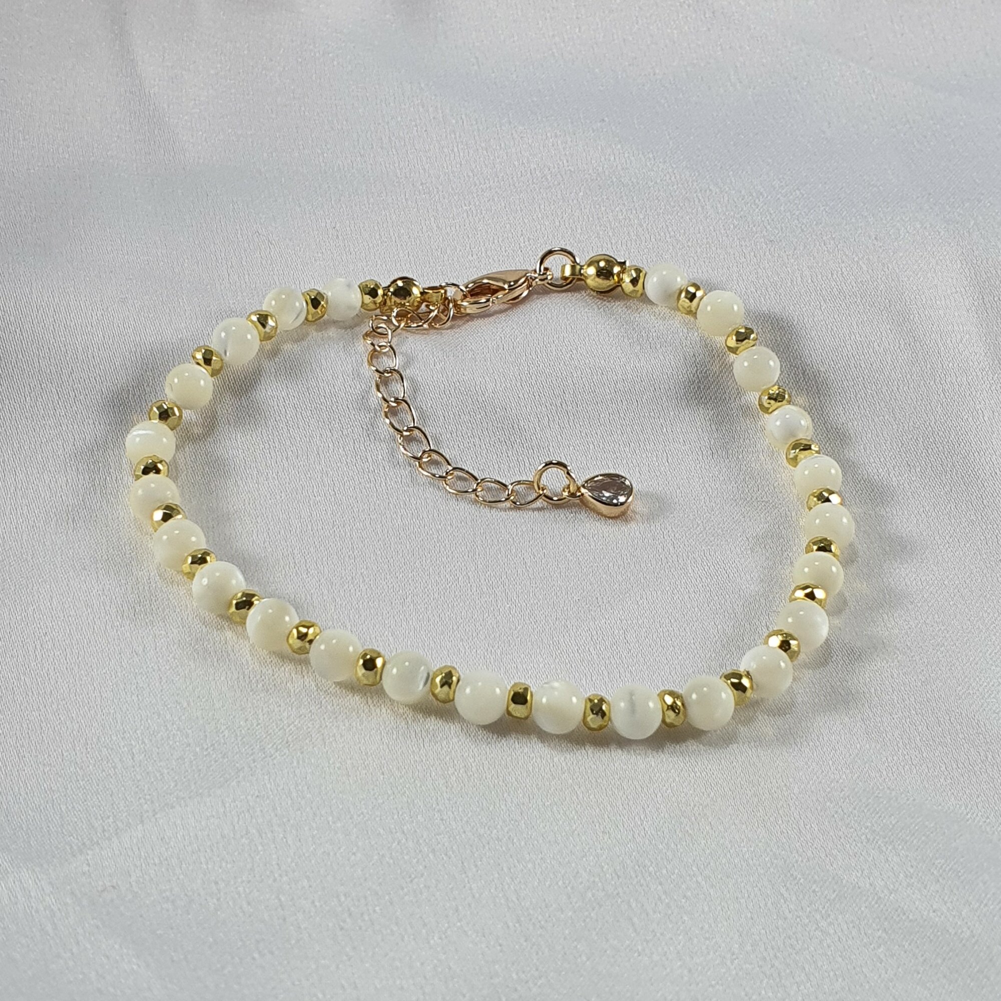 Браслет, гематит, перламутр