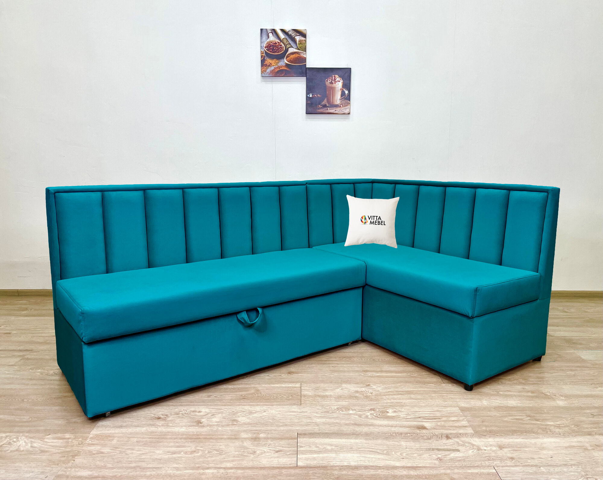 Кухонный уголок Santorini угол правый, голубой